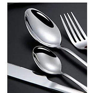 30 Piece Flatware Set for 6, Large Fork, Large Spoon, Small Spoon, Table Knife, Steak Knife