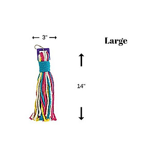 Sweet Feet and Beak Platinum Tweeter Weave Bird Toys - Perfect Cage Toy for Playing & Preening - Colorful, Safe, Cotton Rope - Birds Cage Playground Accessories & Supplies - Parrot Toys (Large)