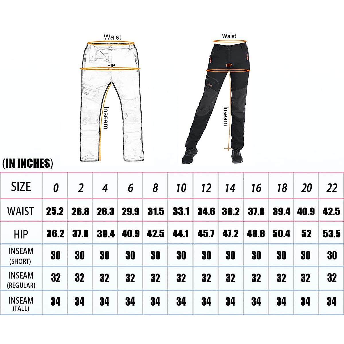 Postropaky Womens Outdoor Snow Ski Pants Waterproof Hiking Insulated Softshell Pants Snowboard Zipper Bottom Leg(313Black12R)