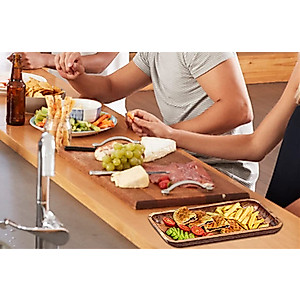 Acacia Wood Serving Trays, Set of 3 Wooden Serving Platters for Home Decor, Food, Cheese, Fruit, Vegetables, Charcuterie, Appetizer Serving Tray(11.8 x 5.1 x 0.78 inches)