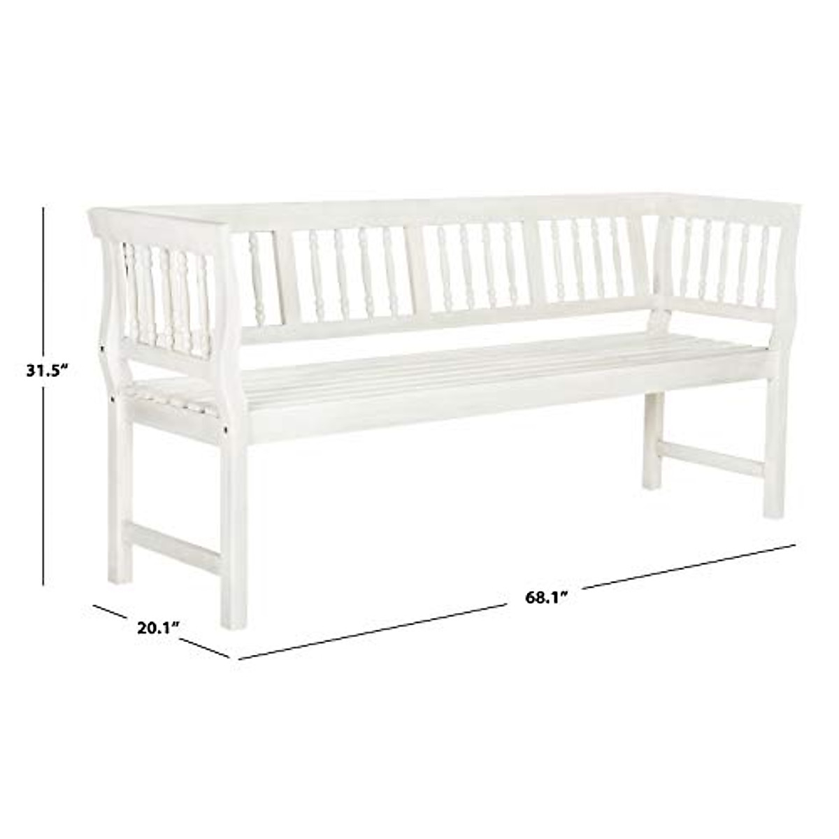 Safavieh PAT6732C Outdoor Collection Brentwood Bench, Antique/White