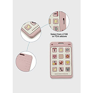 Soft Silicone Phone Shape Teether Boys Girls Baby Molar Teether Chew Toys, Teething Toy (Pink)