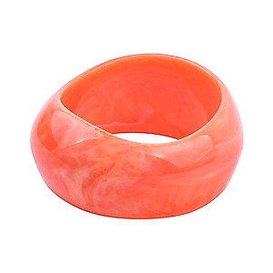COLORFUL BLING Acrylic Cute Transparent Candy Geometric Tortoiseshell Chunky Cuff Bangle Mottled Wide Chunky Cuff Bracelet for Women Statement Jewelry-orange