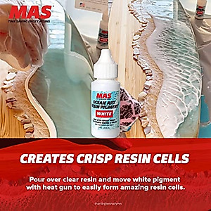 MAS Epoxies Resin Ocean Art White Pigment, 1 oz, Epoxy Resin Dye for Ocean Waves and Water Effects