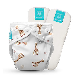 Premium Cloth Diaper System, Reusable and Washable, 1 Diaper and 2 Inserts, Sophie Classic, One Size