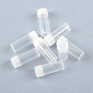 Othmro 75Pcs 5ml Plastic Bottles Lab Cylindrical Chemical Reagent Bottles, Wide Mouth Laboratory Reagent Bottles, Sample Sealing Liquid Storage Containers for Food Stores White Translucent