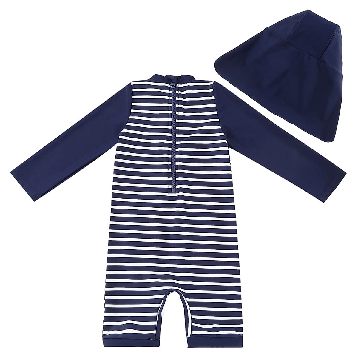 UMELOK Newborn Boys UPF 50+ Sun Protectied Swimsuit with Snap Bottom (Blue,Stripes 0-3 Months)
