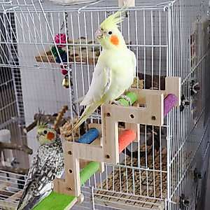 Bird Ladder Bridge, Wooden Parrot Hamster Climbing Ladder Toys, Bird Perch Stand, Bird Cage Accessories, Small Animals Climbing Toy for Parrot Hamster Rat Squirrel Sugar Gliders Parakeets Cockatiels