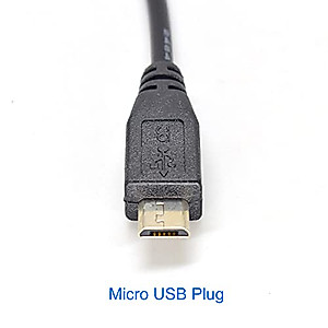 5pcs Micro USB Male Plug Cable 12inch 30cm 5V 3A 22AWG 2 Wires Power Pigtail Cable Cord DIY Black, 1 feet