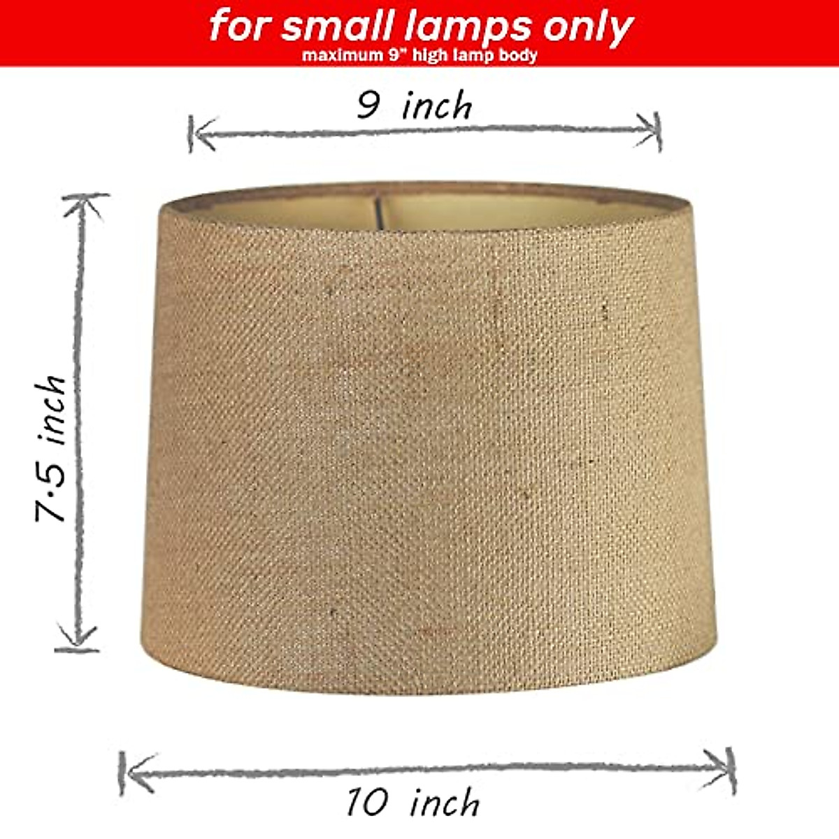 Mestar Decor Uno Fitter Small Natural Burlap Lampshade 9" x 10" x 7.5"
