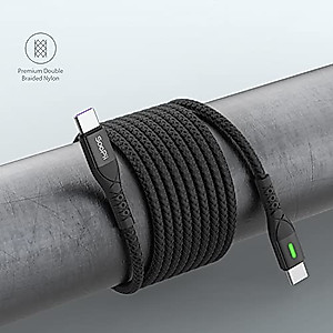 SOOPII USB C to USB C Cable 60W, 2Pack 6.6FT Type C Cable with Smart LED Indicator,Nylon Braided Fast Charging C Charger Cord for lPad Air/lPad Pro, MacBook Pro, Samsung Galaxy S21/S10/S9/Plus …