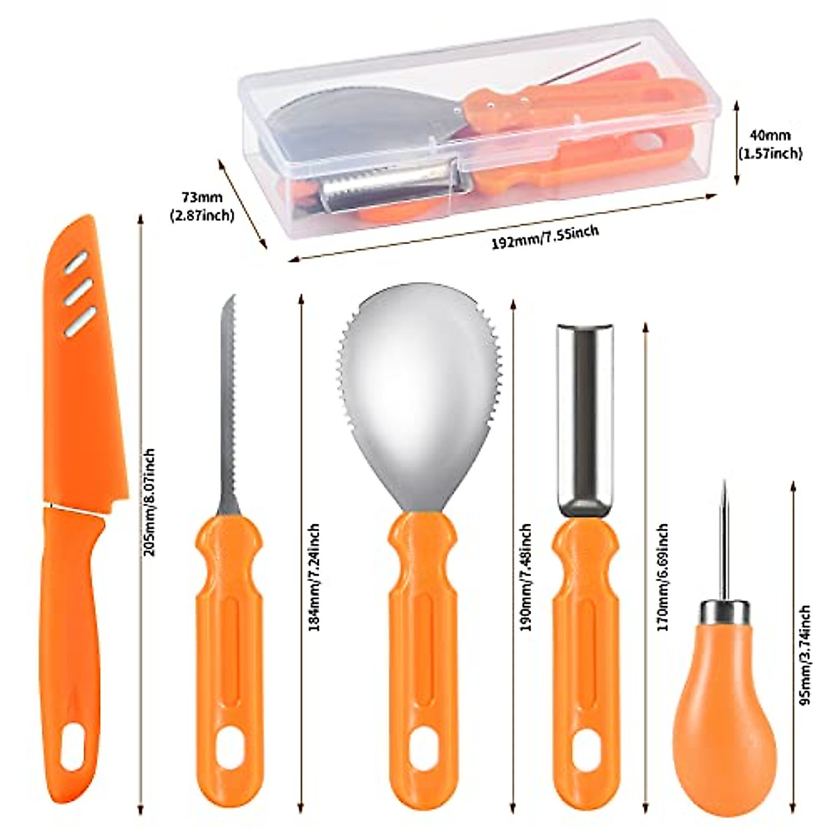 kuaima Pumpkin Carving Tools Set Halloween Pumpkin Carving kit Carving Knife Professional Stainless Steel Pumpkin Carving Tools Set with Food Carving Knife Baking Kitchen Knife ( 5PCS )