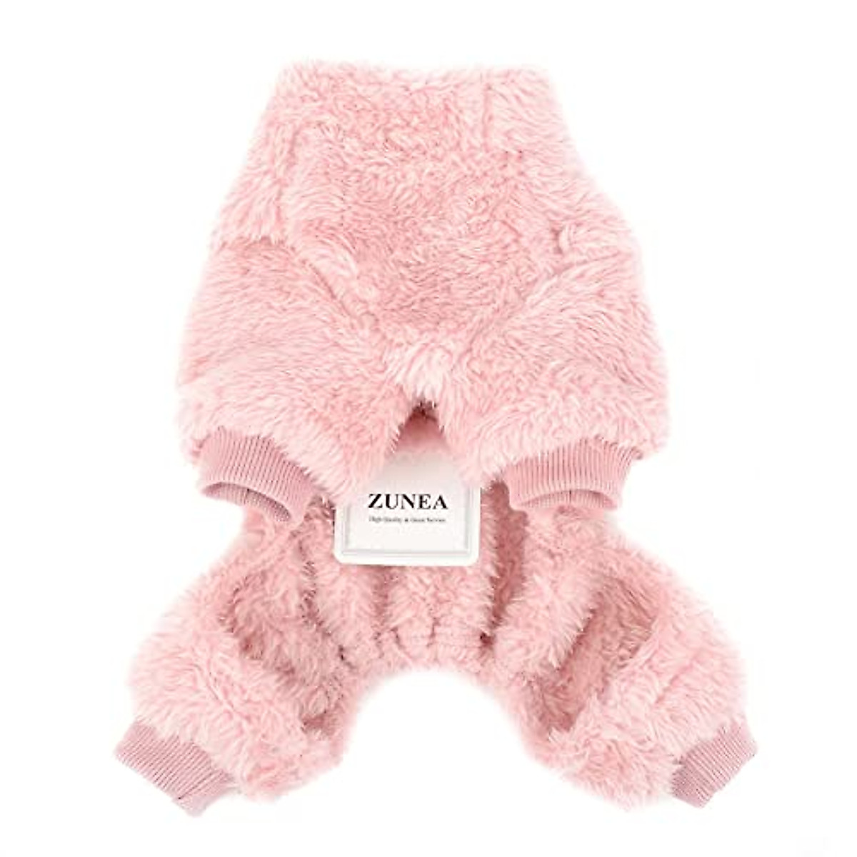 Zunea Winter Dog Pajamas for Small Dogs Warm Fleece Puppy Clothes Pyjamas Fuzzy 4-Legged Pjs Jumpsuit Soft Cozy Plush Pullover Overall Outfit Pet Girl Boy Apparel for Chihuahua Yorkie Pink S