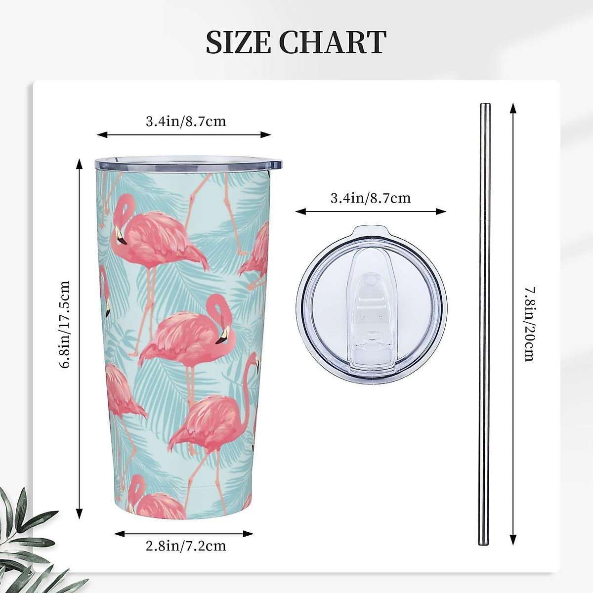 Flamingo 20oz Insulated Stainless Steel Tumbler With Lids And Straws Stainless Steel Double Wall Vacuum Insulated Travel Coffee Mug Leak-Proof Lid & Flip Lid For Hot And Cold Drinks