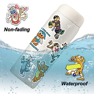 100Pcs 90s Cartoon Stickers Pack for Water Bottles Vinyl Kawaii Anime Stickers for Kids Teens Waterproof Cute Cartoon Characters Stickers Mixed 80s Cartoon Stickers for Laptop Hydroflask Journaling