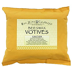 Bee Hive Candles 100% Pure Beeswax Votive Candles - 15 Hour (8 Pack, Natural)