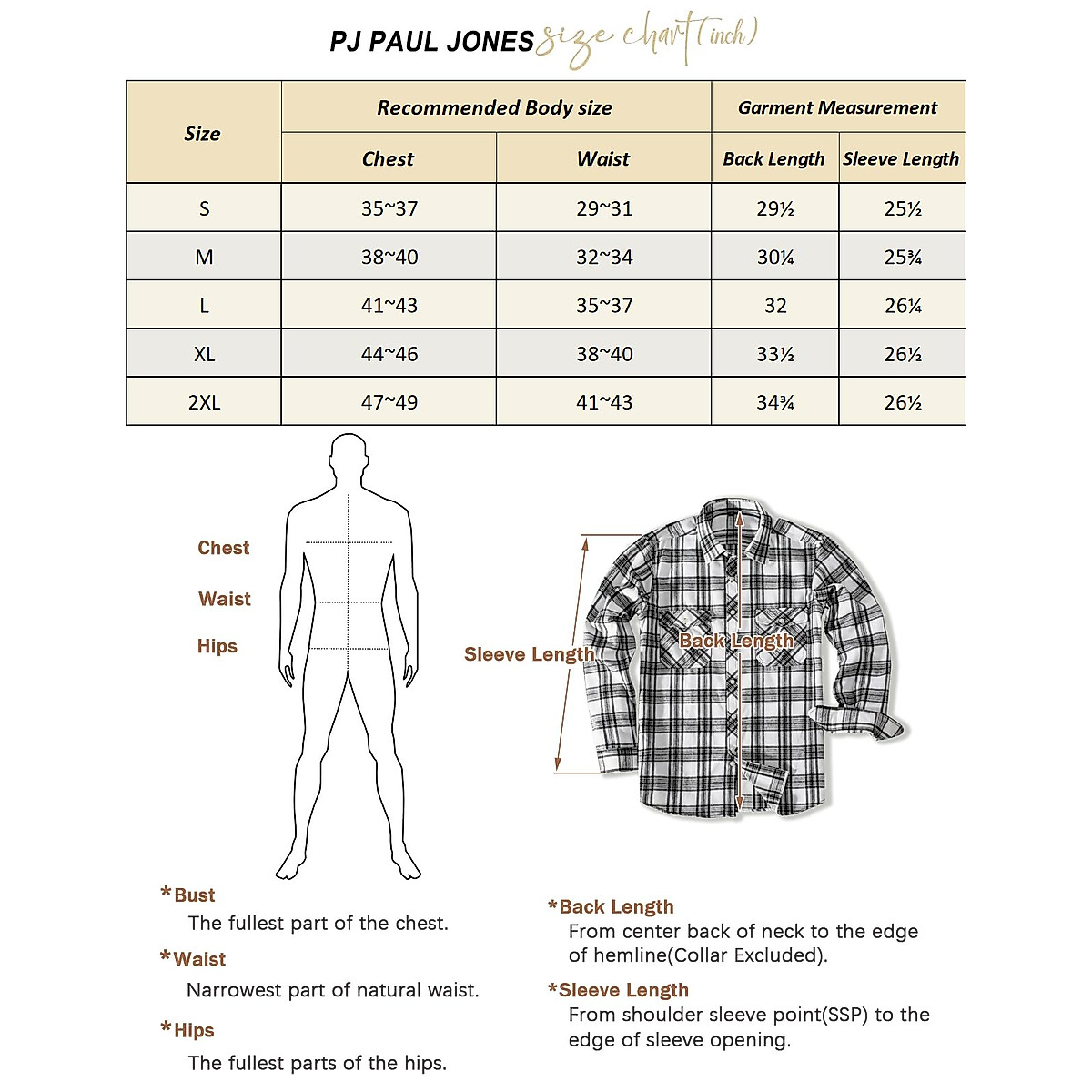 PJ PAUL JONES Mens Casual Button Down Shirts Flannel Plaid Cotton Regular Fit Long Sleeve Shirts Red White Large