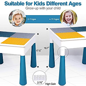 arscniek Toddlers Activity Table 7 in 1 Kids Activity Table and Chair Set with 152Pcs Large Marble Run Building Blocks, Sand/Water Table, Kids Learning Play Table Toys for Girls Boys Toddler Age 3-7