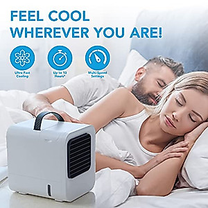 COOLEEZ Portable Cooling Fan, Evaporative Mini Air Conditioner, Personal Air Fan, Powerful, Quiet, Lightweight, Small AC for Room, Desk, Tent, Car & More, No Window Needed