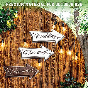 Wedding Directional Road Sign Wedding Directional Arrow Yard Sign with Exquisite Double-sided Printing Wedding Directional Signs,Waterproof Large Wedding Sign with Stakes,Wedding Supplies-5PCS