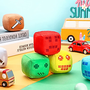 Hungdao 12 Pcs Plush Pixel Square Cubes Soft Miner Game Plush Toys Square Pixel Miner Stuffed Animals Doll Toy for Video Game Fans Birthday Party Favor Home Decor Classroom Rewards Gifts, 6 Styles