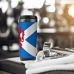 Flag of Scotland with Lion Rampant Travel Coffee Mug Reusable Insulated Drinking Cup with Lid for Home Outdoor Works 13 Oz