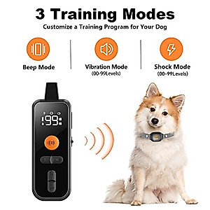 Saulcy Dog Training Collar - Dog Shock Collar with 1000Ft Remote, Waterproof E Collar for Dogs Training with 3 Modes, Shock, Vibration, Beep, Rechargeable Electric Collar for Small Medium Large Dog