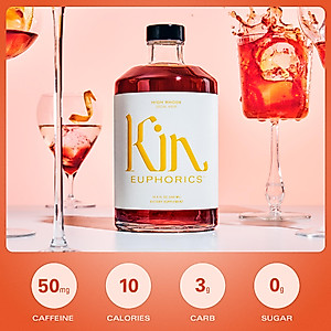 Kin Euphorics High Rhode Non-Alcoholic Aperitif | Elevate Your Social Hour | Adaptogens, Nootropics & Botanicals | Rhodiola Rosea, 5-HTP, GABA | Citrus, Bitters & Spices | 16.9 fl oz