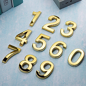 20 Pieces Mailbox Numbers for House Outside 0-9 Door Room Signs Self Adhesive Address Number Sticker for Office Wall Apartment Decorative(2 Inch,Gold)