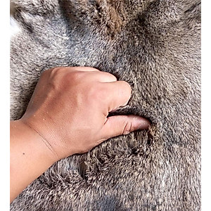 4pack Natural Tanned Rabbit Fur Pelt Real Rabbit Skin Hide Pelts (10" by 12" Rabbit Pelt with Sewing Quality Leather) (Natural Yellow Tanned)