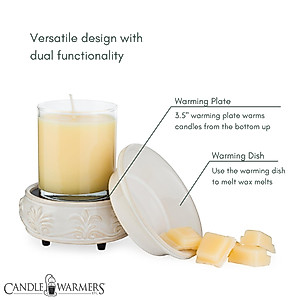 Candle Warmers Etc 2-In-1 Candle and Fragrance Warmer For Warming Scented Candles or Wax Melts and Tarts With To Freshen Room, Sandstone