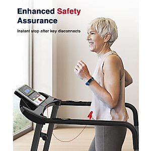 Redliro Walking Treadmill for Senior with Long Handrail, 300 lbs Capacity, Recovery Fitness Exercise Machine Foldable for Home with LCD Display, Holder for Phone & Cup