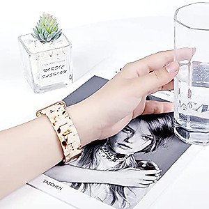 HOPO Compatible With Apple Watch Band 38mm 40mm 42mm 44mm Thin Light Resin Strap Bracelet With Stainless Steel Buckle Replacement For iWatch Series 8 7 6 5 4 3 2 1 SE (Nougat White/Rose Gold,38/40/41mm)