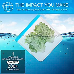 Hvalucen Reusable Food Storage Bags, 4-Pack BPA FREE Flat Freezer Bags, and LEAKPROOF Gallon Storage Bags for Marinate Meats, Cereal, Sandwich, Snack, Travel Items, Home Organization Storage