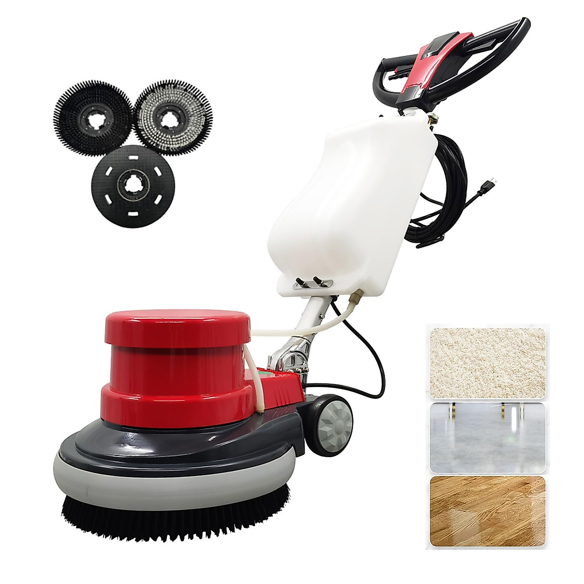 HayWHNKN Floor Polisher Commercial Floor Scrubber Buffer Carpet Buffer Scrubber 17" Heavy Duty Polisher Machine 154RPM Multifunctional Carpet Cleaner with 3Gal Water Tank 110V