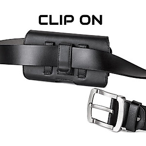 For Motorola Edge 30 Fusion, Moto G7 Plus, Moto G7, Moto G7 Optimo, G7 Play, ThinkPhone, Moto G5 Plus G5S Plus, Moto G6, G6 Play, G6 Plus, One Zoom, Leather AGOZ Pouch Case Holster Belt Clip and Loops