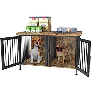 GDLF Double Dog Crate with Divider for 2 Small Dogs or 1 Dog, Furniture Style Kennel Indoor Cage with Removable Panel (Int.dims:36.2”Wx24.5”Dx21”H)