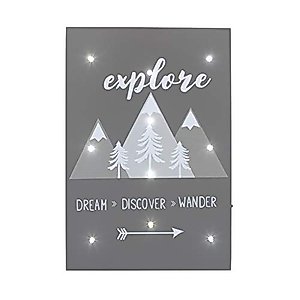 NoJo Little Love Grey, White, Charcoal Mountains "Explore, Dream, Discover, Wander