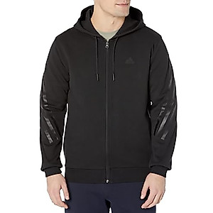 adidas Men's Future Icon 3-Stripes Full-Zip Hoodie, Black/Black, Small
