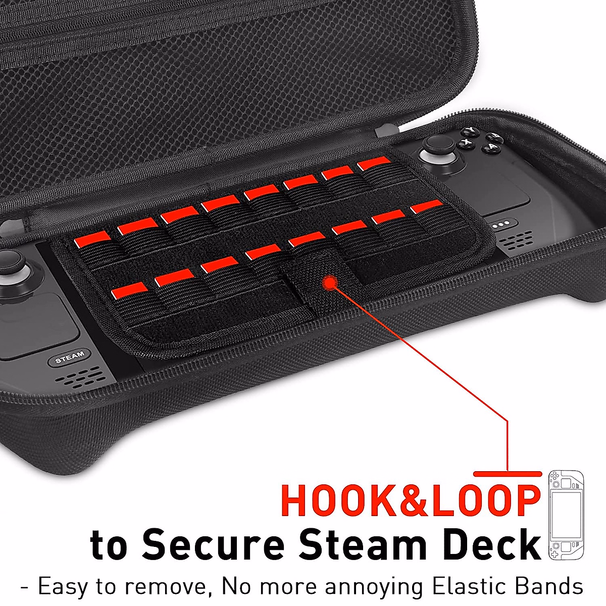 Emvaoal Carrying Case Compatible with Steam Deck, Fit Ac Adapter Chargers, with 16 SD Games Cartridges Portable Travel Carrying Case Pouch for Steam Deck Console & Accessories