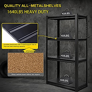 Raybee Garage Shelving Heavy Duty Shelving Unit Metal Storage Shelves for Storage Load 1640LBS 4-Tier Adjustable Garage Storage Shelves Pantry Basement 57" H x 27.6" L x 13.7" D