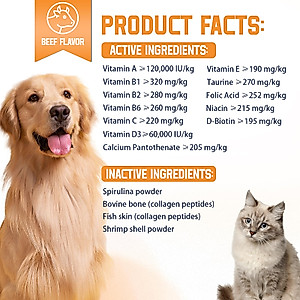 Pet Nutritional 12-in-1 Multivitamin Soft Chews Supplement for Dogs & Cats – Immune, Skin, Coat, and Digestion Support with Vitamins A, B, C, D, E & Minerals (170 Chews)