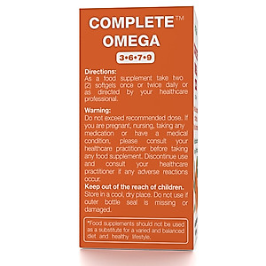 Complete Omega 3-6-7-9, Pure Sea Buckthorn Oil, European Quality, from Unrefined, Cold Pressed Whole Sea Buckthorn Wild Berries - Non-GMO, Certified Kosher, Gluten-Free 1 Bottle - 60 Capsules