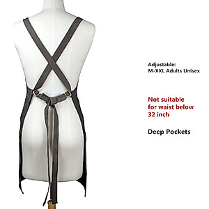 Sturdy Thick Professional Artist Apron, Cross Back + Fasten/Quick Release Buckle + 6 Pockets with 1 Zipper Pocket + 2 Towel Loops For Artist Kitchen, Adjustable M to XXL, 27"X31" - 100% Cotton Canvas