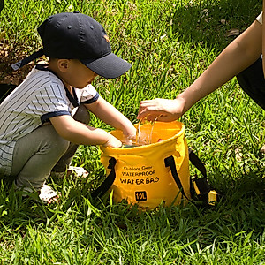 YUMQUA Collapsible Bucket with Lid, Portable Folding Water Bucket Wash Basin for Camping Boating Traveling Fishing Gardening Car Washing