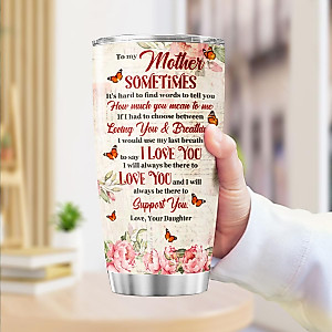 Floral Tumblers For Insulated Coffee Handle Funny Women Flower Mothers Day Cups Mama, Mother Daughter, Tumbler 20 Oz With Lid And Straw, Mom Gifts