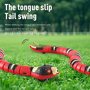 FauKait Smart Sensing Snake Toy,Interactive Toys Snake for Kids, Cats&Dog Kitten Toys USB Rechargeable Electric Simulation Slithering Serpent Realistic Snake Prank Prop for Halloween