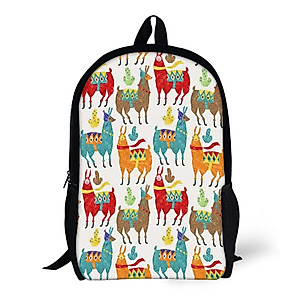 Alpaca and Llamas Travel Backpack Casual 17 Inch Large Daypack Shoulder Bag with Adjustable Shoulder Straps