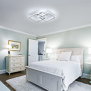 DELIPOP Ceiling Light Fixture, 23 Inch Sqaure Modern LED Ceiling Light, 42W Cold White 6500K Flush Mount Ceiling Light for Hallway Living Room Dinning Room Kitchen and Bedroom Acrylic Ceiling Lamps