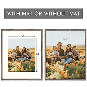Golden State Art, 16x20 Picture Frame - Ivory Mat for 11x14 Photos - Grey Wood Grain Style - Wall Display - Great for Poster, Weddings Photos, Family Pictures, Memories, Gift